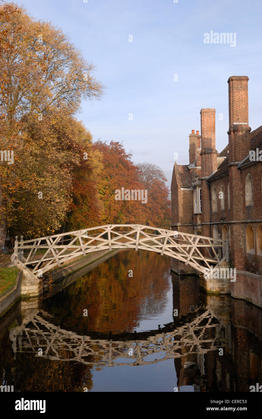 The Mathematical Bridge, official name the wooden bridge, over the ...
