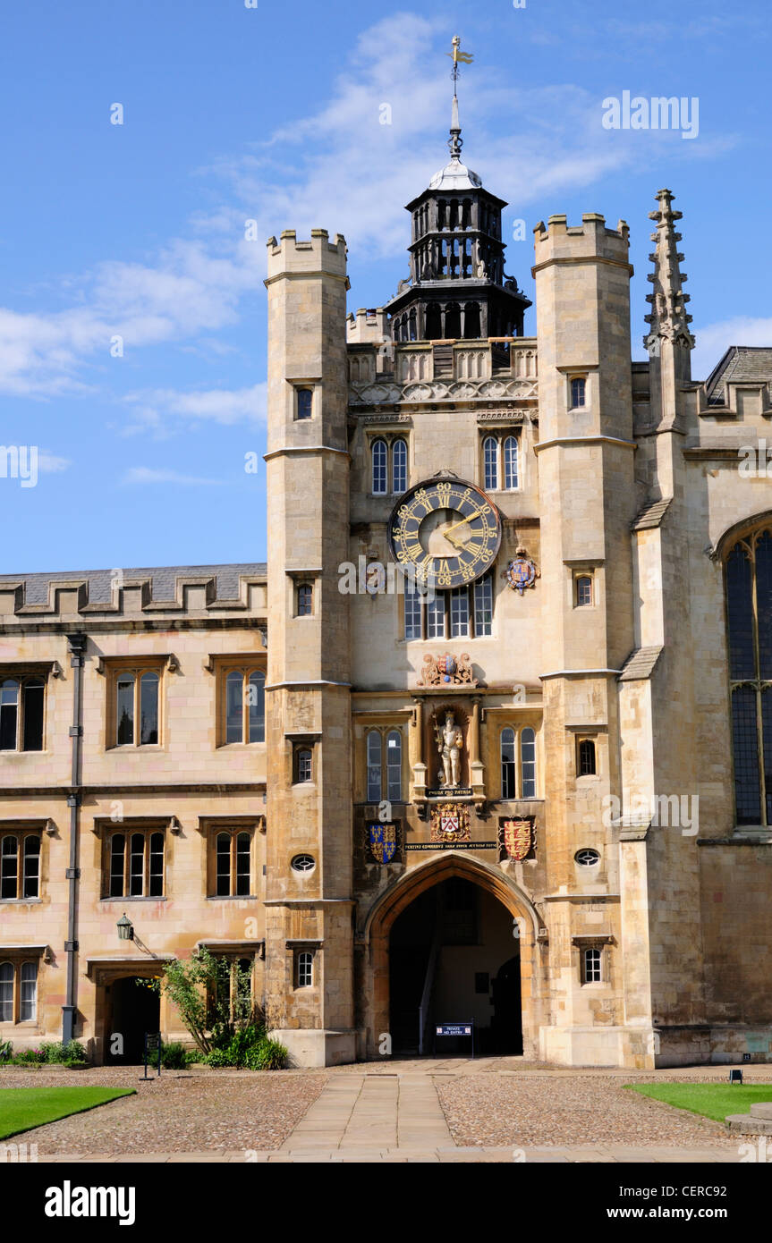 Trinity College clock tower in the Great Court. Trinity College is a ...