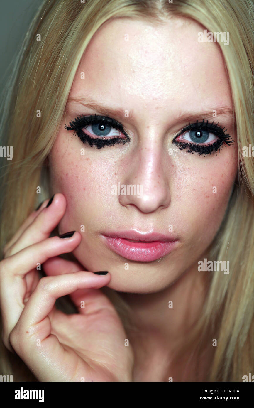 Biba Backstage London Ready to Wear Spring Summer Head shot of freckled ...