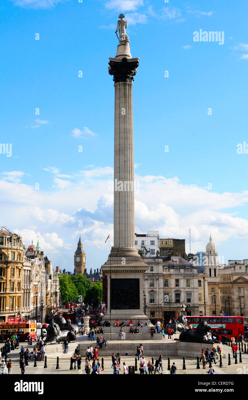 Tourists visiting Nelson's Column in Trafalgar Square Stock Photo - Alamy