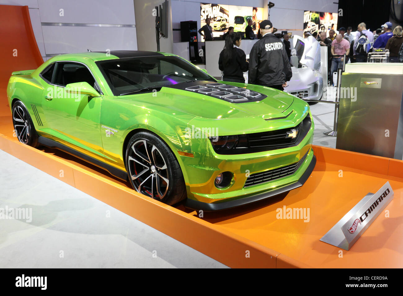 life size hot wheel camaro car model green Stock Photo - Alamy