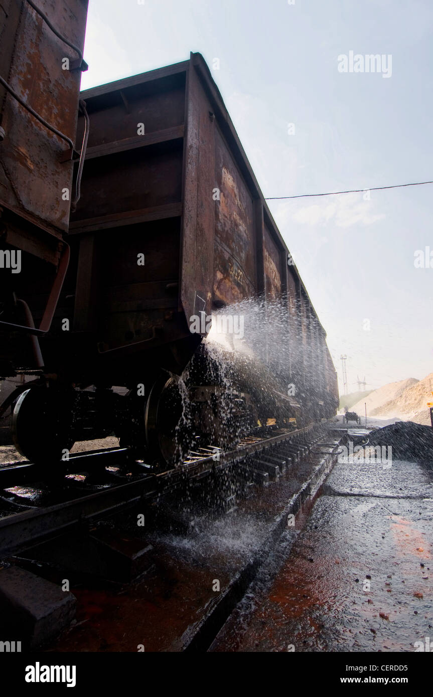 car transport train on the rails of the railway Stock Photo - Alamy