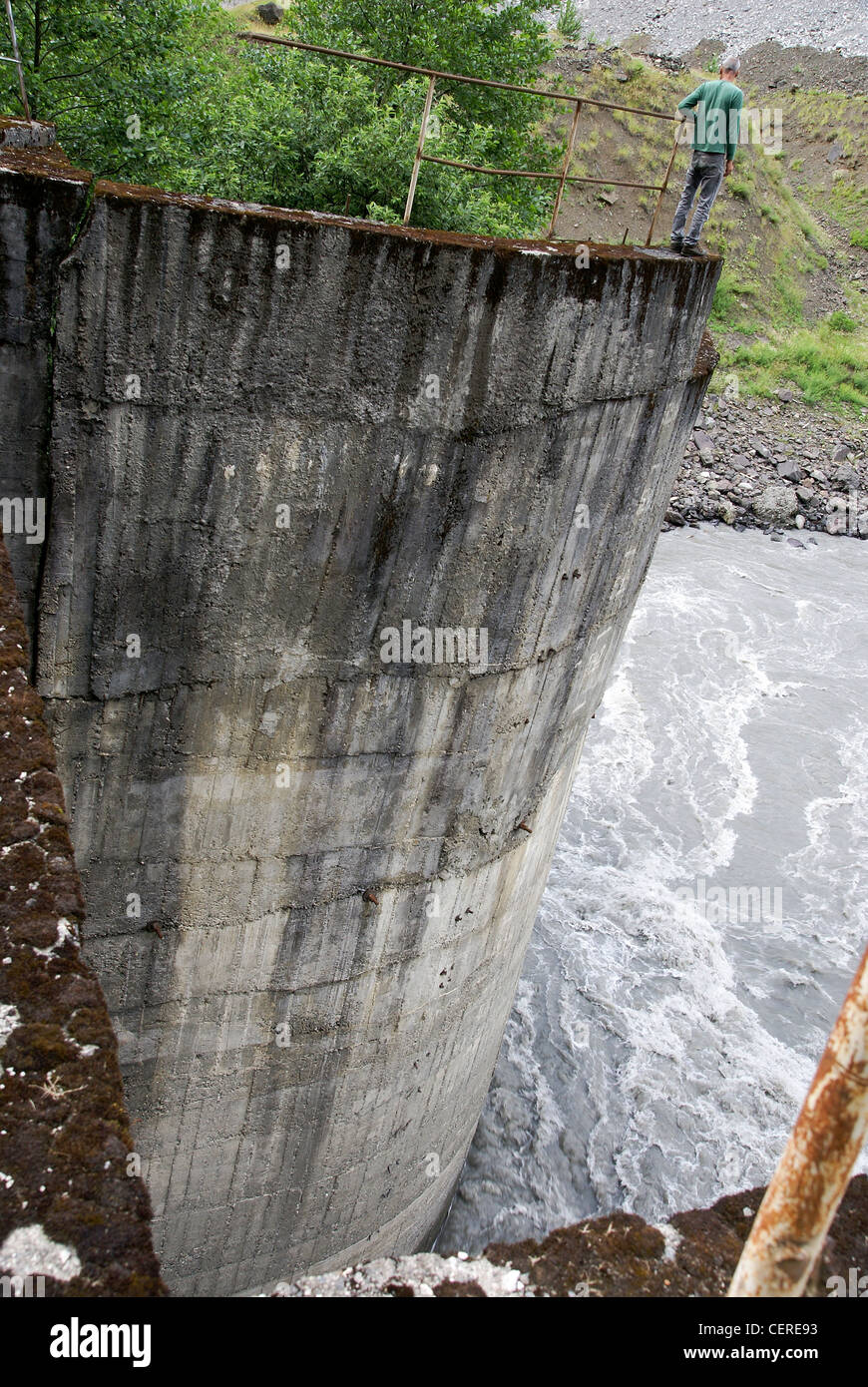 Georgia, Svaneti region, The Inguri (Enguri) river and dam Stock Photo ...