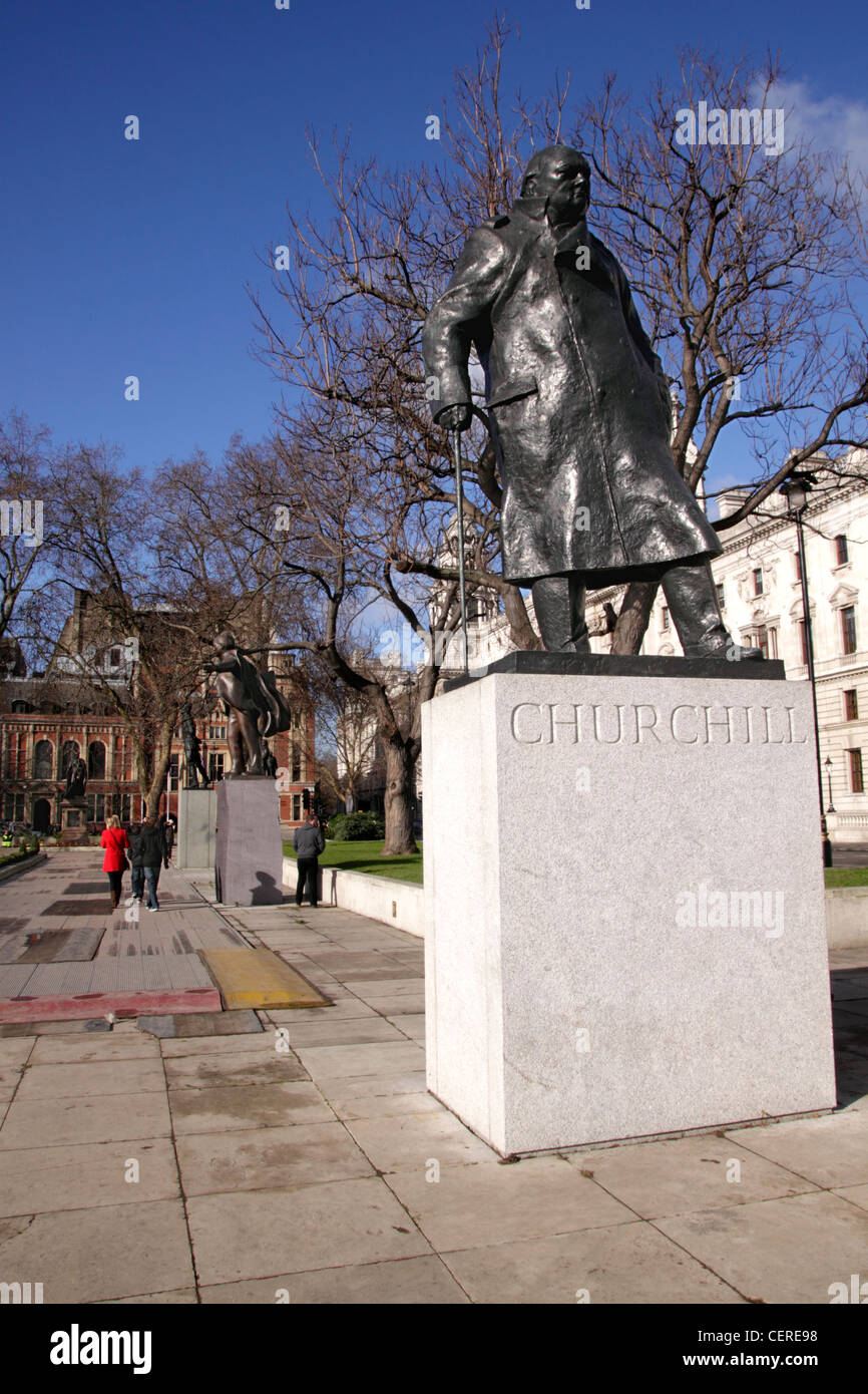 Statue of Winston Churchill Parliament Square Westminster London Stock ...