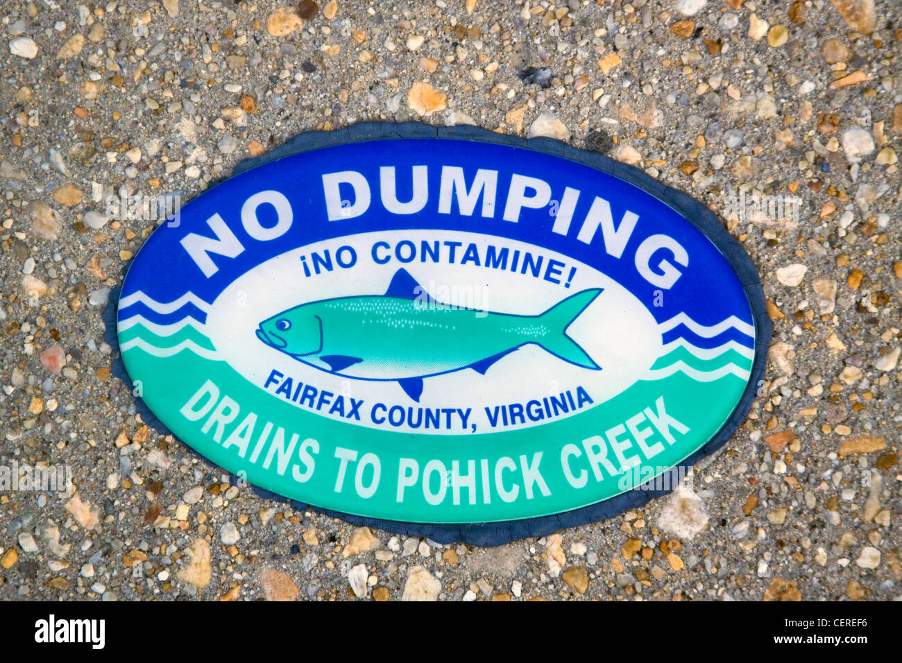 Fairfax County Virginia No Dumping Drains to Pohick Creek sign on top ...