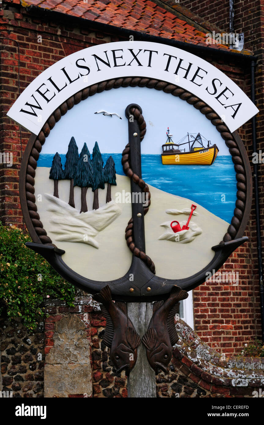 Wells-next-the-Sea town sign Stock Photo - Alamy