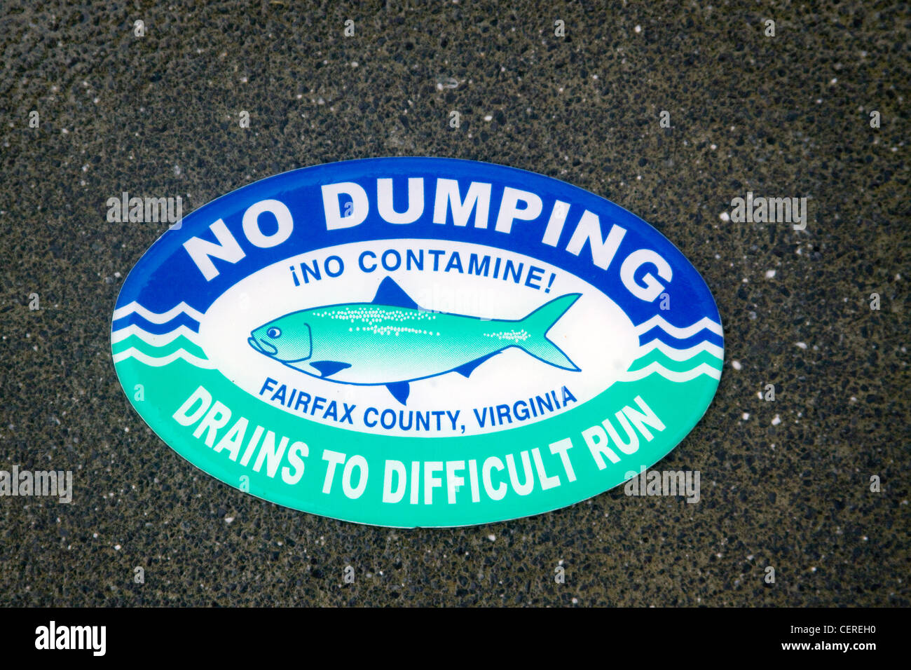 Fairfax County Virginia No Dumping Drains to Difficult Run sign on top ...