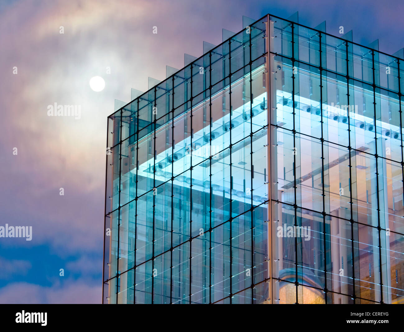 Evening moon glass building blue mood translucent architecture hi-res ...