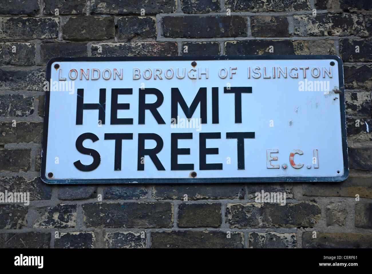 street name sign for hermit street, islington, london, england Stock ...