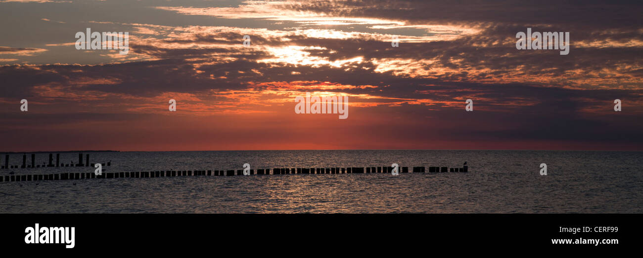 Sunset at Zingst, Fischland-Darss-Zingst, Baltic Sea, Mecklenburg ...