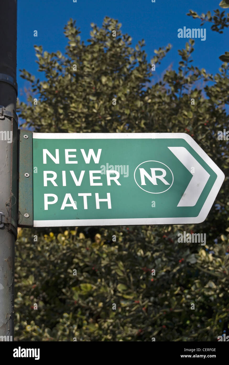 sign for the new river path, islington, london, england Stock Photo - Alamy