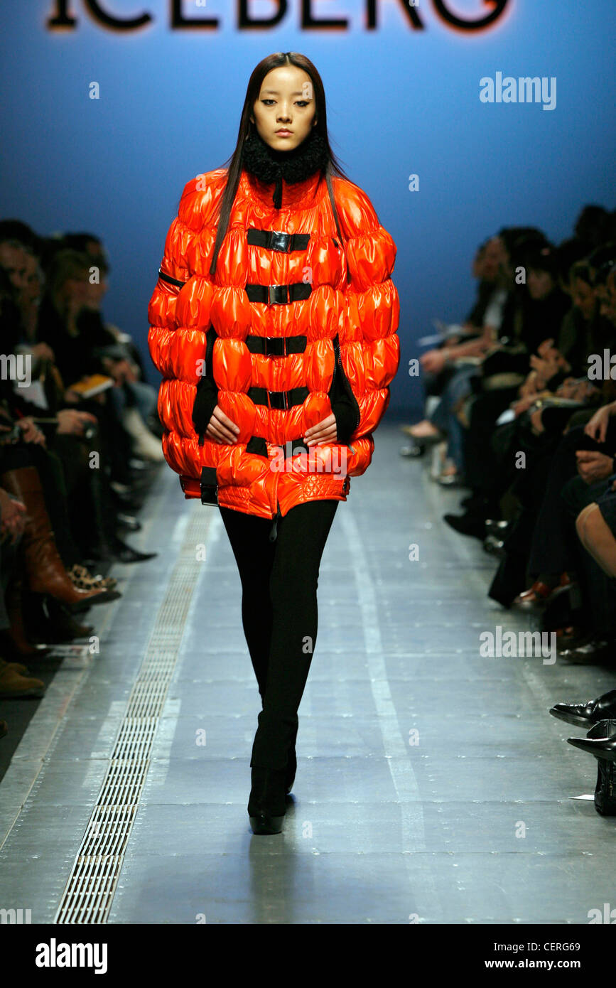 Iceberg Milan Fashion Week Autumn Winter Model Emma Pei wearing bright ...