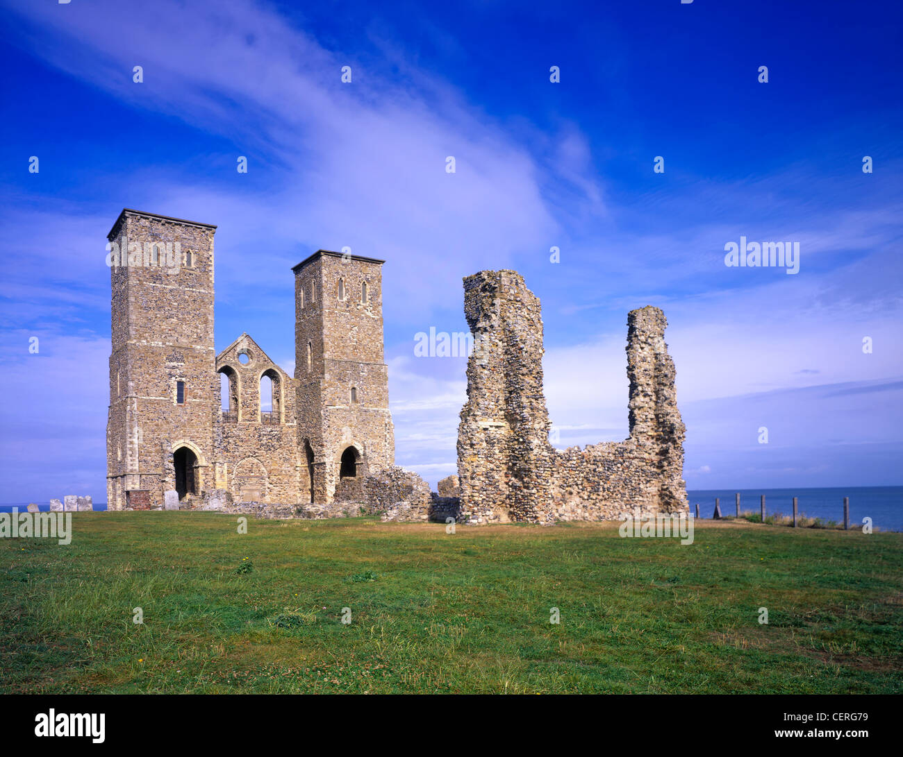 A view to the Reculver Towers Stock Photo - Alamy