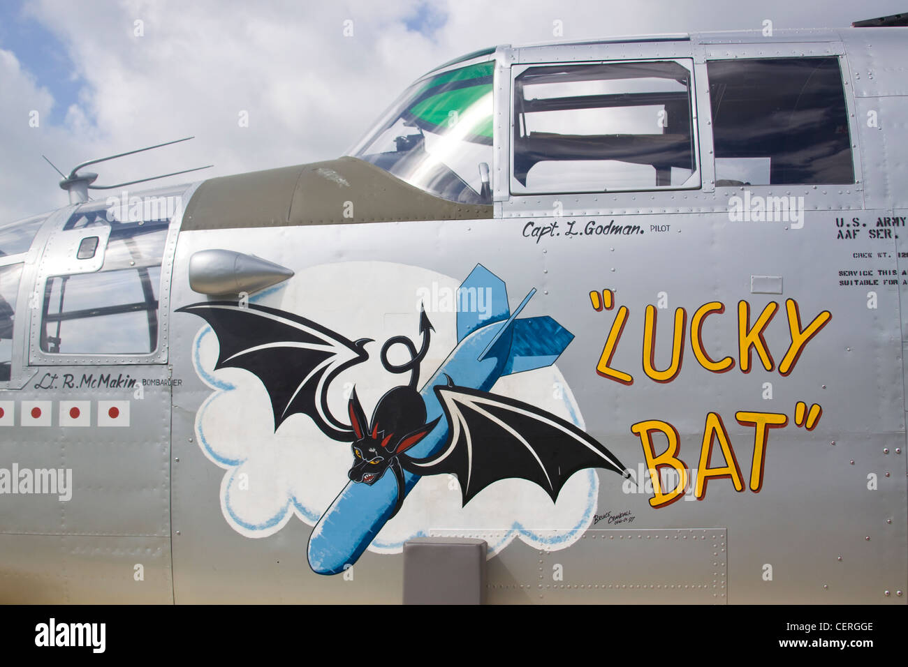 An outside view of the "Lucky Bat" a vintage World War 2 replica of a B ...