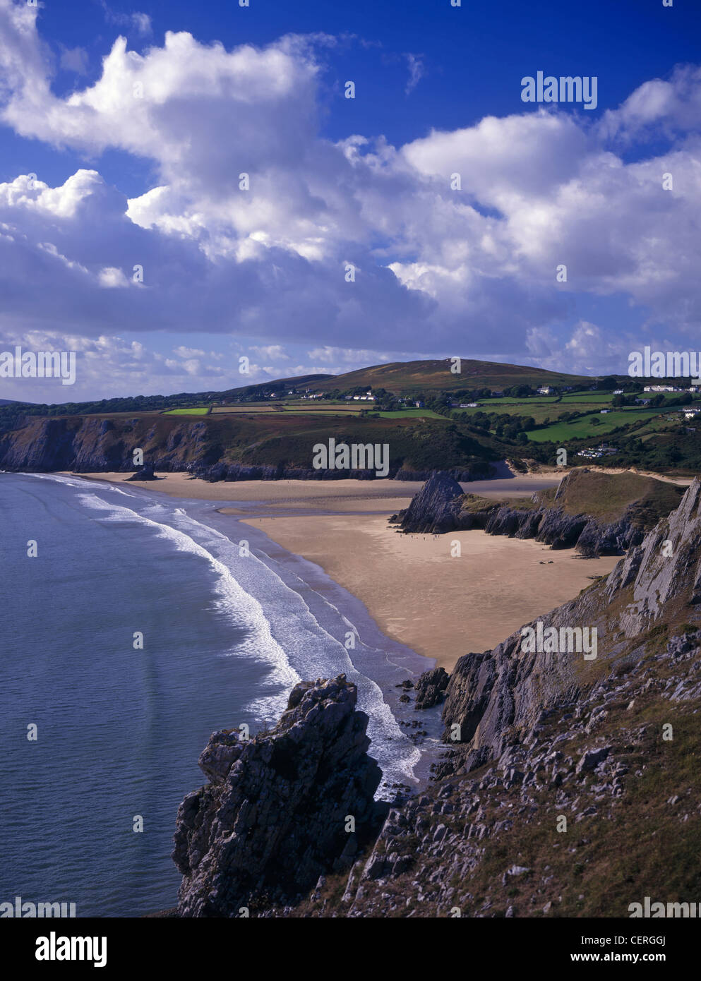 Three Cliffs Bay and Pobbles Bay on the Gower peninsula Stock Photo - Alamy