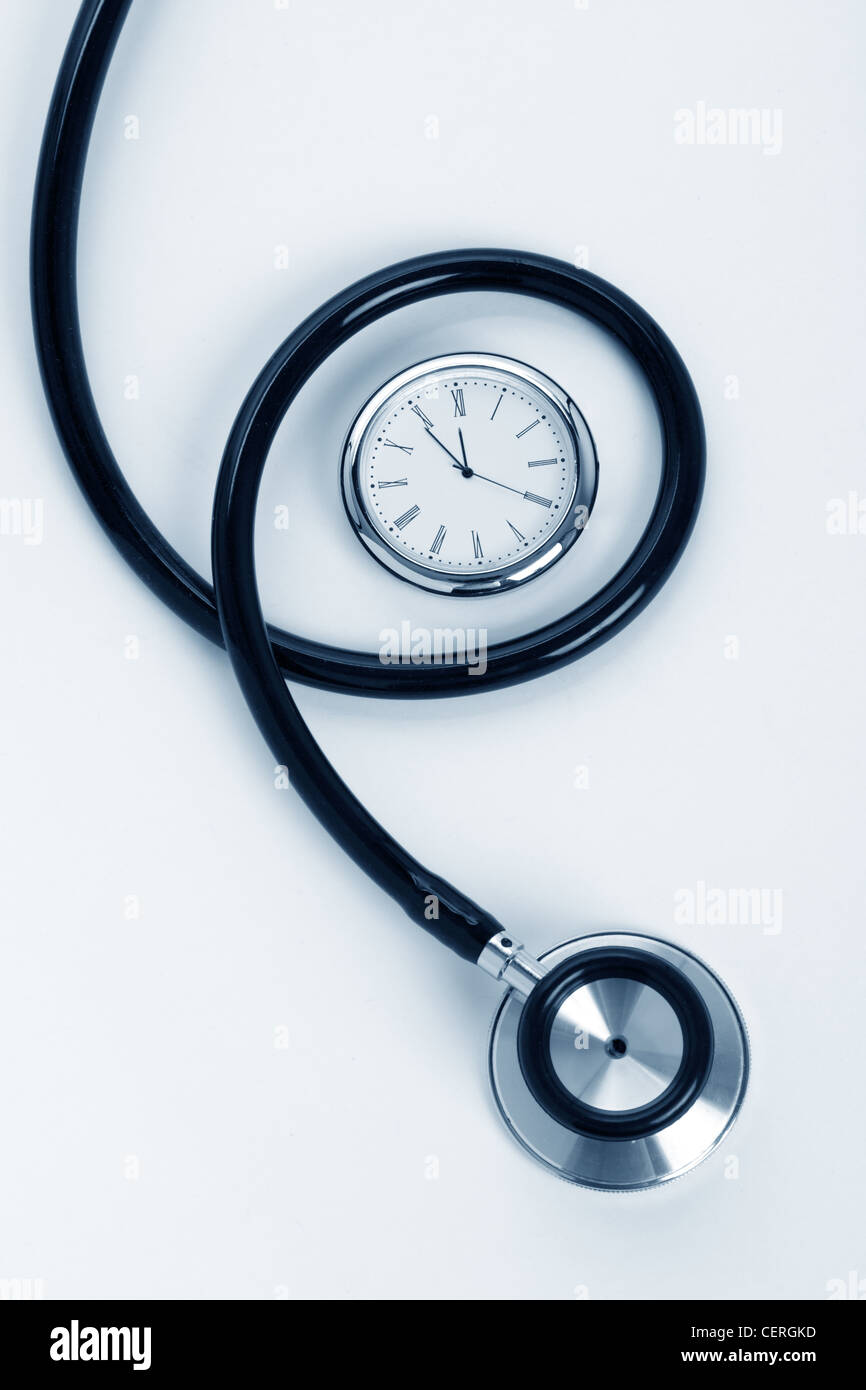 Stethoscope and Clock, concept of Time Problems Stock Photo - Alamy