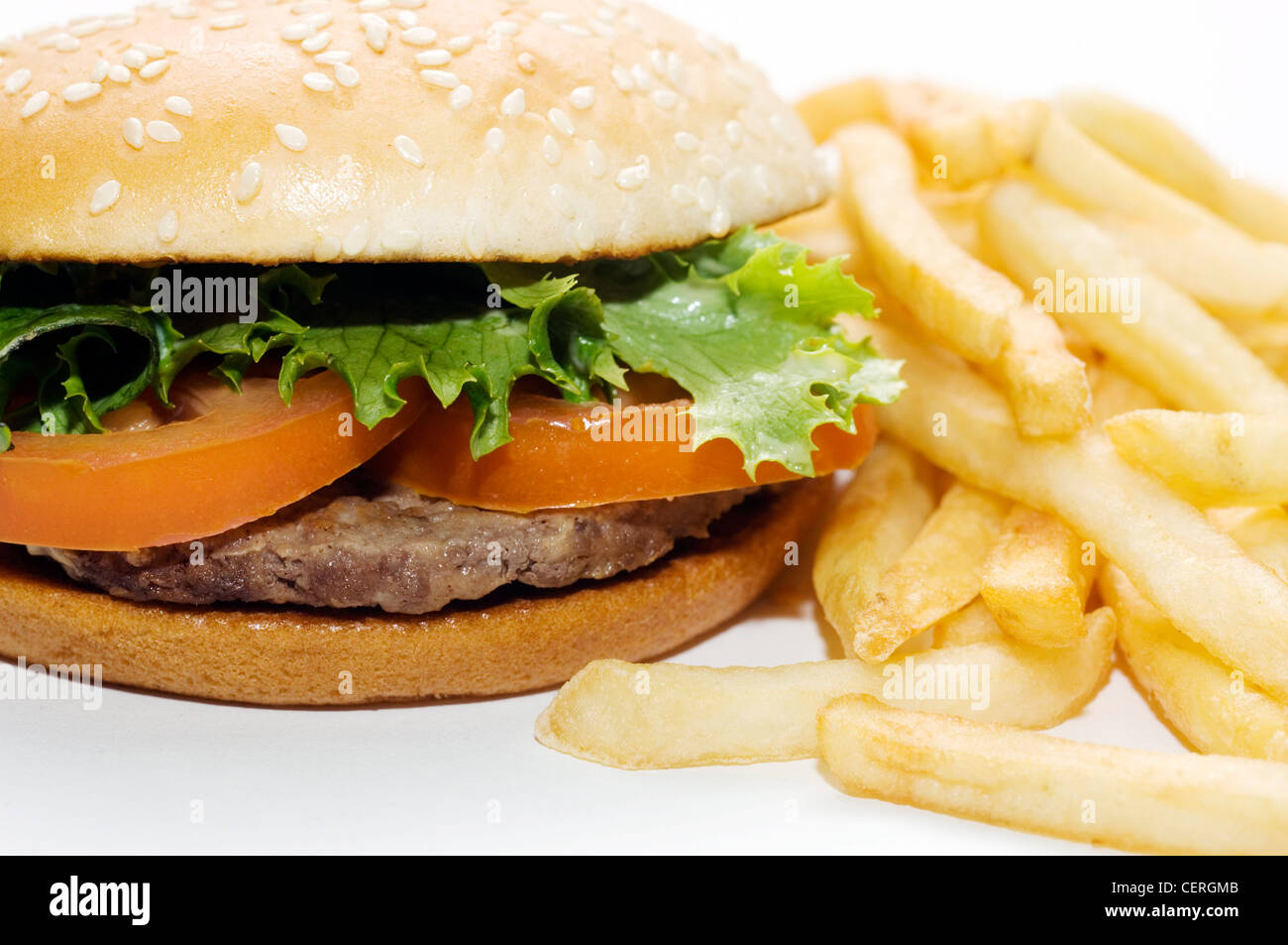Burger and fries Stock Photo - Alamy