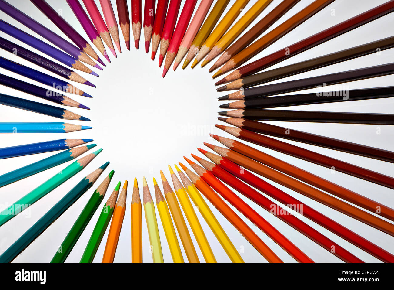 pencil colors shaping a heart Stock Photo - Alamy