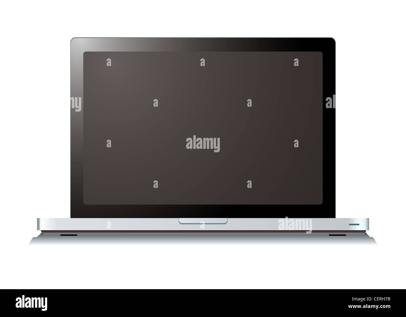Modern silver laptop computer with shadow on white background Stock ...