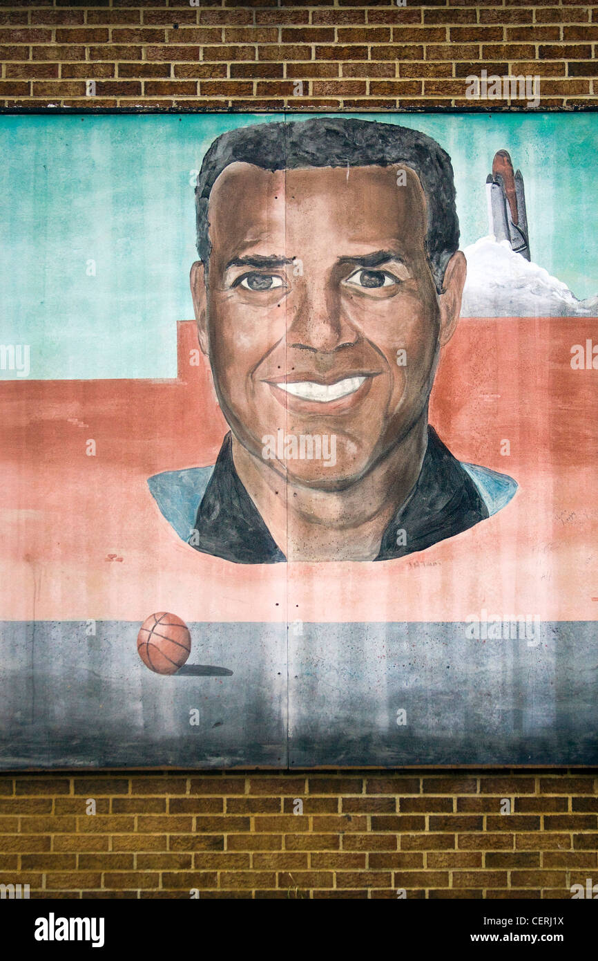 A portion of 'Black Men in Flight' mural by Rod Turner located in ...