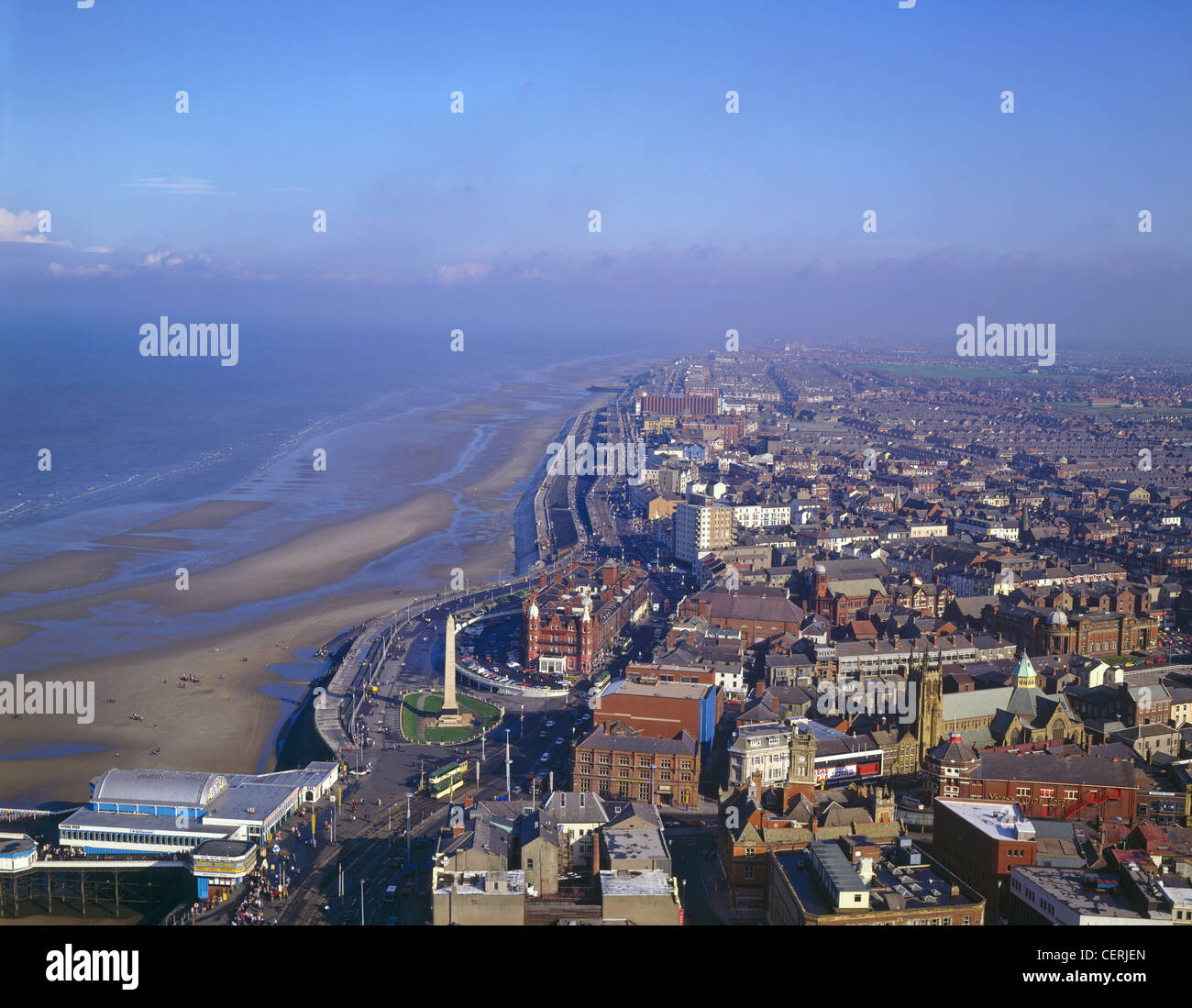 Looking north along the coast from the top of the Blackpool tower Stock ...
