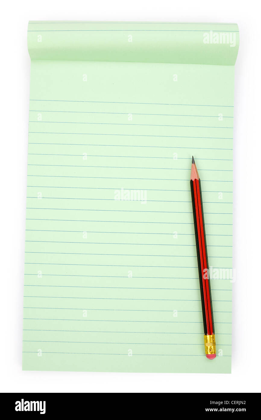 Green note paper with white background Stock Photo - Alamy