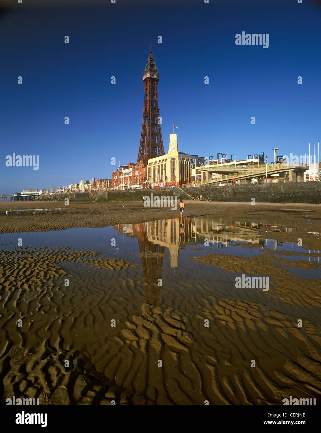Blackpool Tower reflections on the beach Stock Photo - Alamy