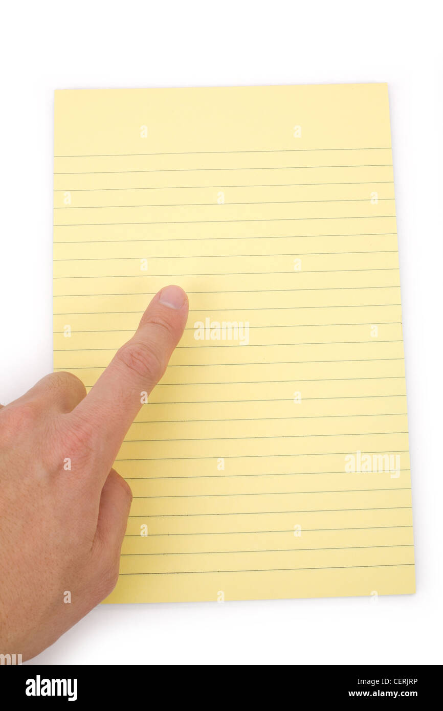Yellow note paper with white background Stock Photo - Alamy