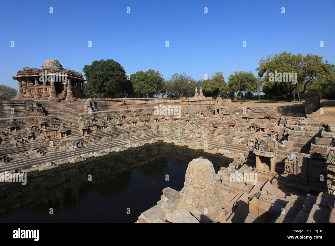India, Gujarat, Modhera, Surya Kund step well, Sun Temple Stock Photo ...