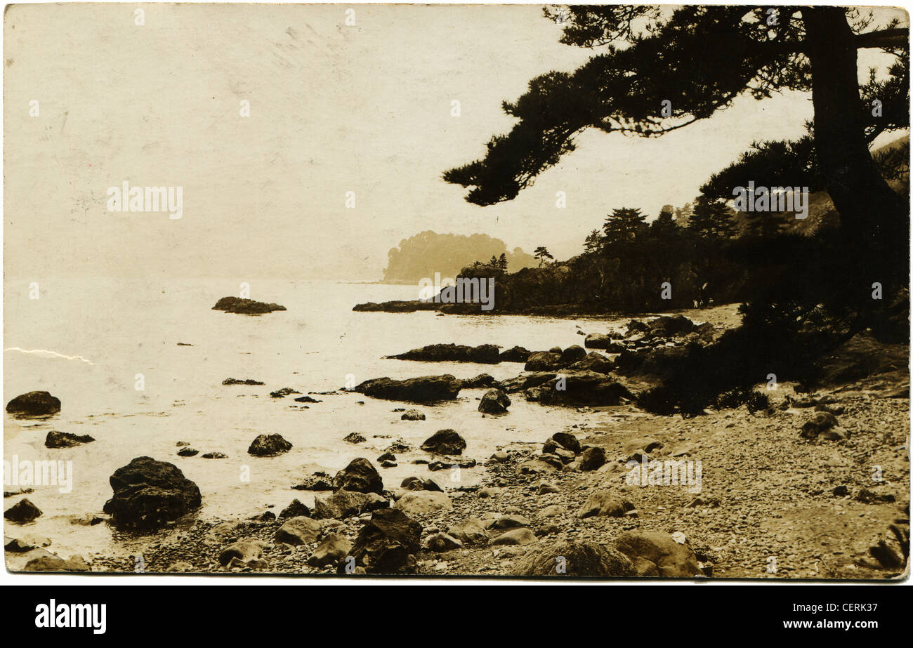 JAPAN - CIRCA 1905: Reproduction of antique postcard shows seascape ...