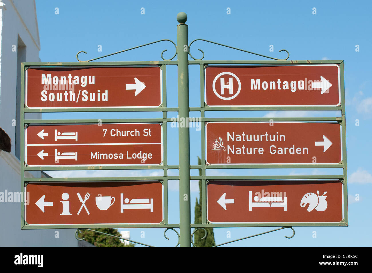 Brown tourist sign in Montagu South Africa Stock Photo - Alamy