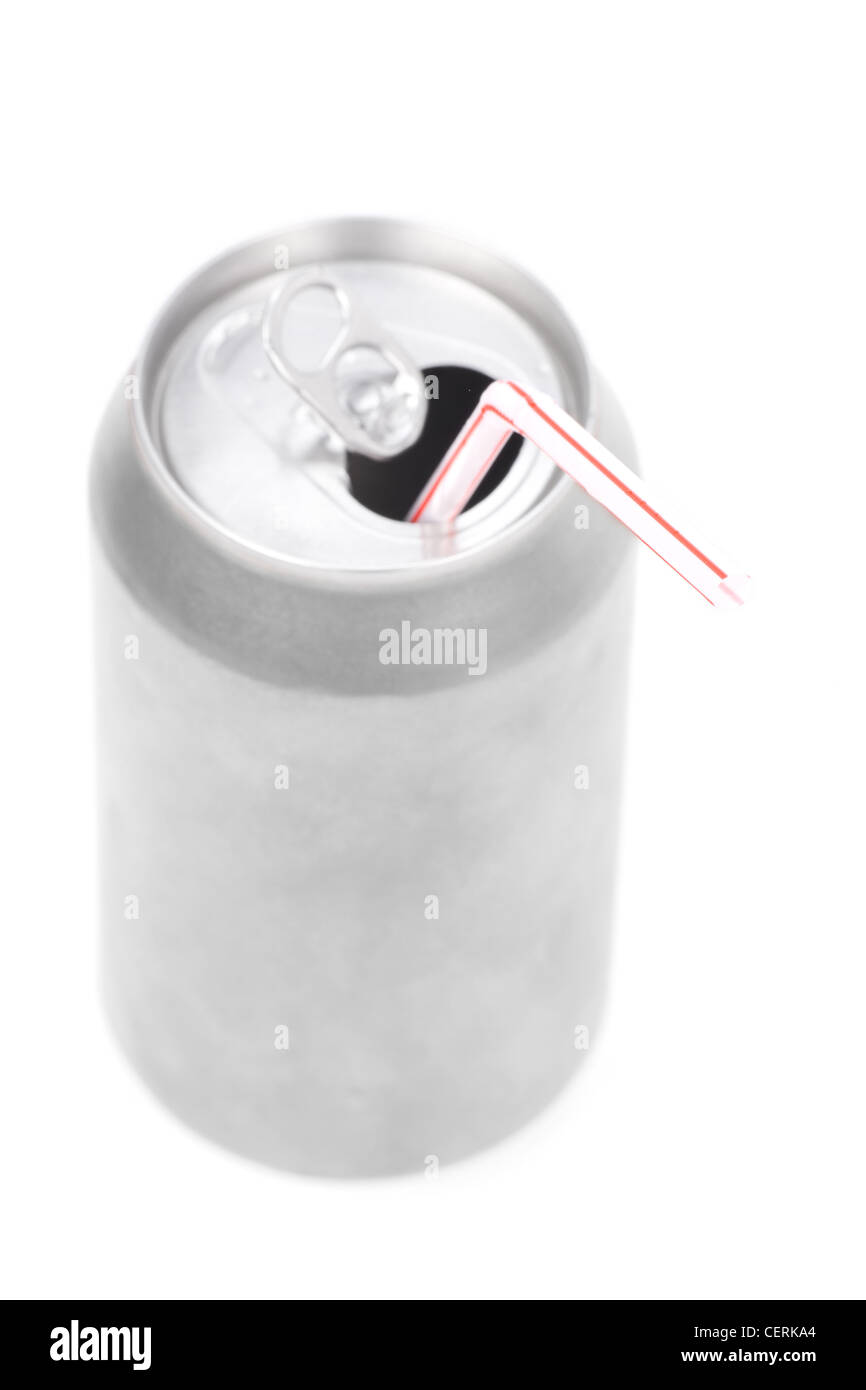 a silver soda can with white background Stock Photo - Alamy