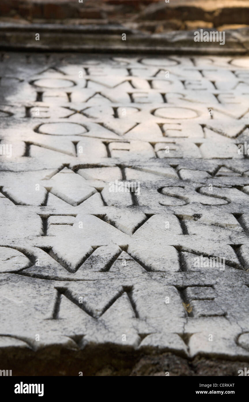Appian Way (Appia Antica) tombstone inscription close-up Stock Photo ...