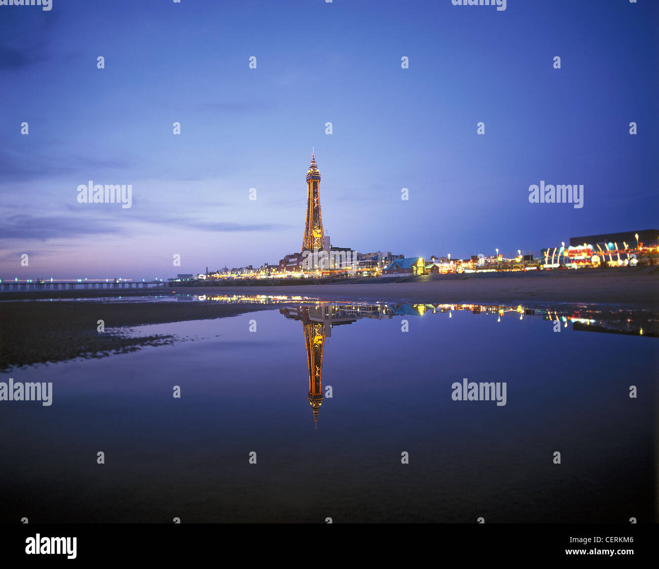 Reflections in the water of The Blackpool Illuminations Stock Photo - Alamy