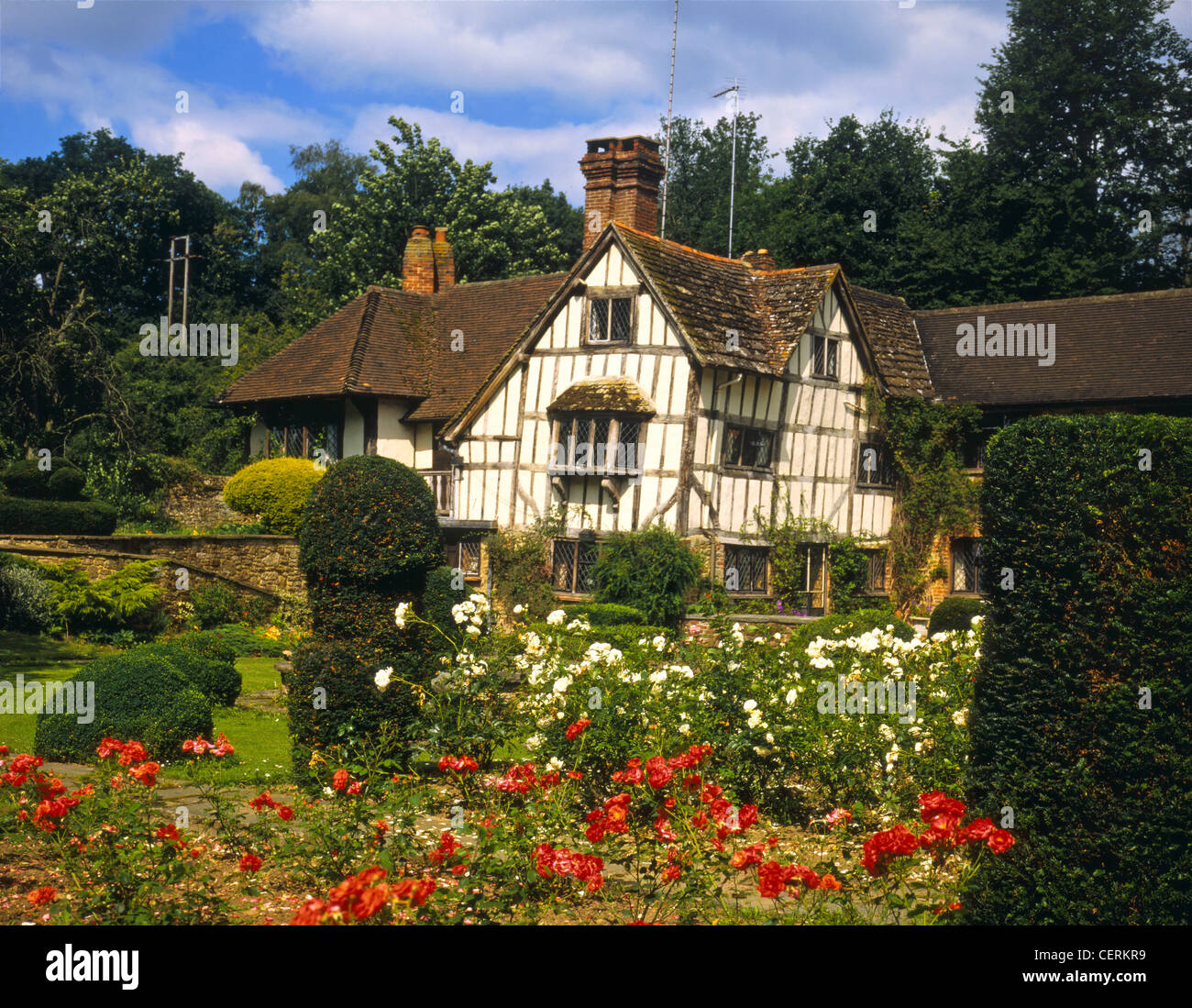 Half timbered cottage and garden Stock Photo - Alamy