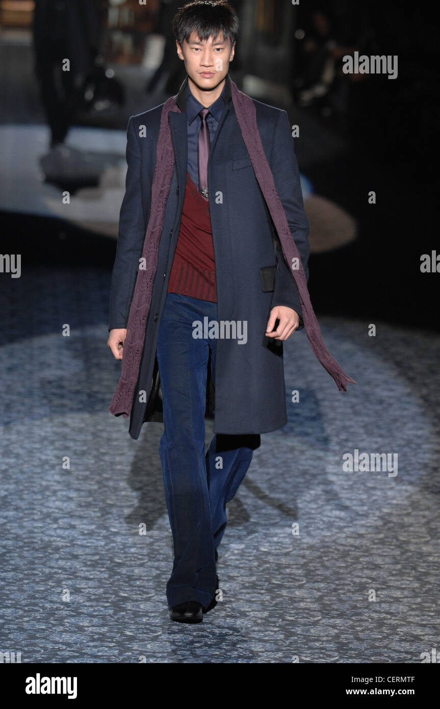 Roberto Cavalli Milan Ready to Wear Autumn Winter Male wearing navy ...
