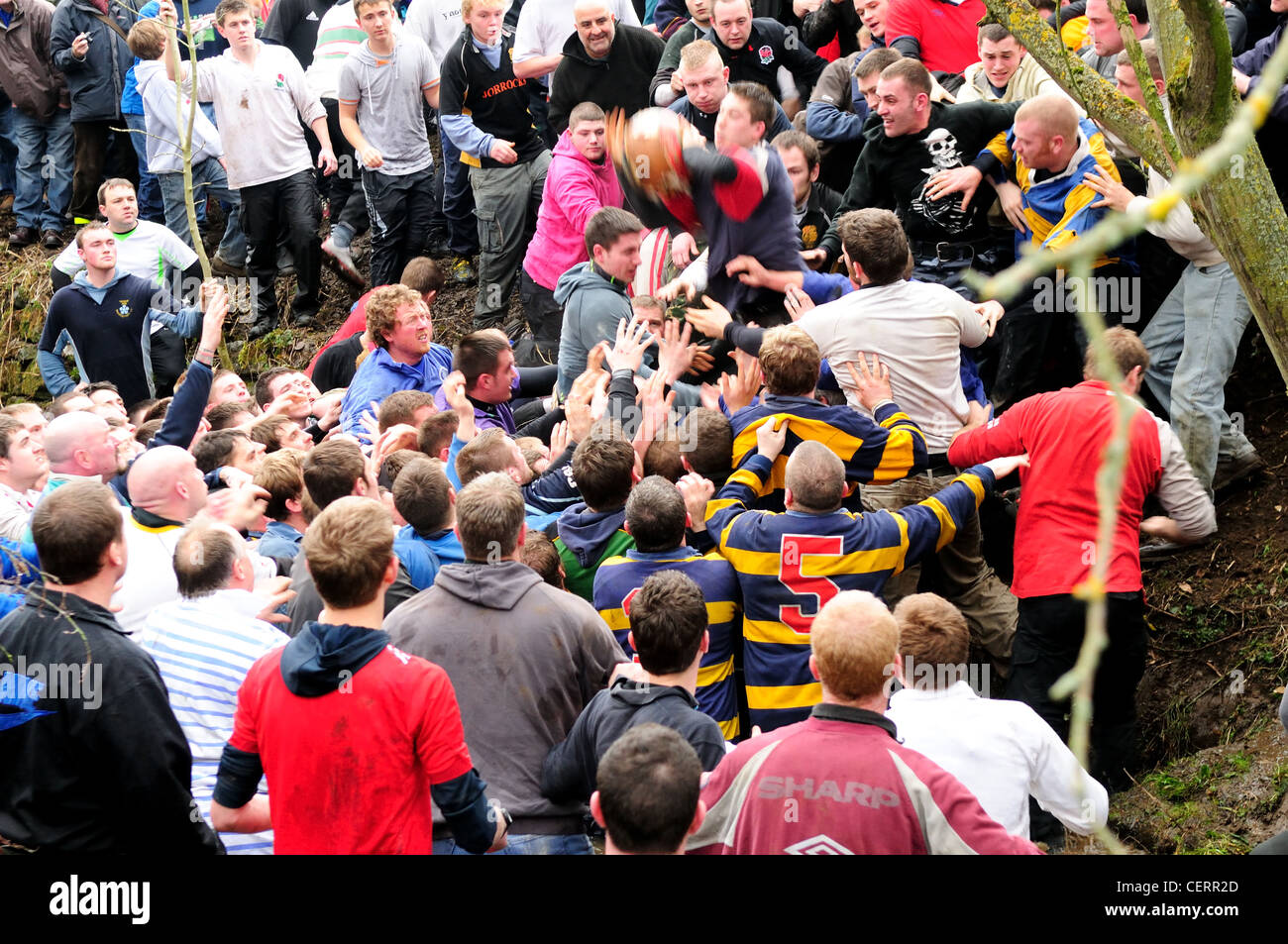 The Royal Ashbourne Shrovetide Football Match 2012 Derbyshire England ...