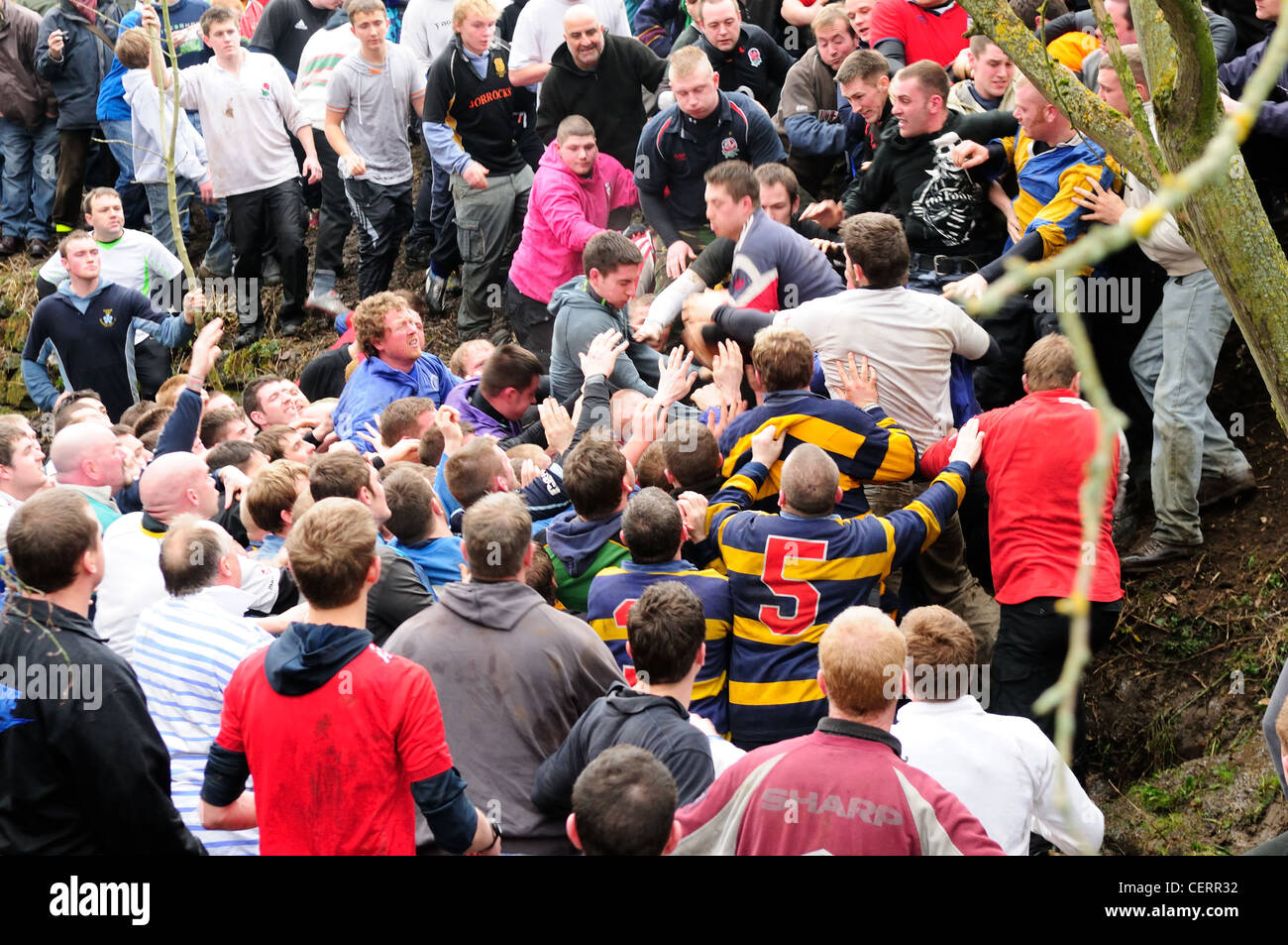 The Royal Ashbourne Shrovetide Football Match 2012 Derbyshire England ...