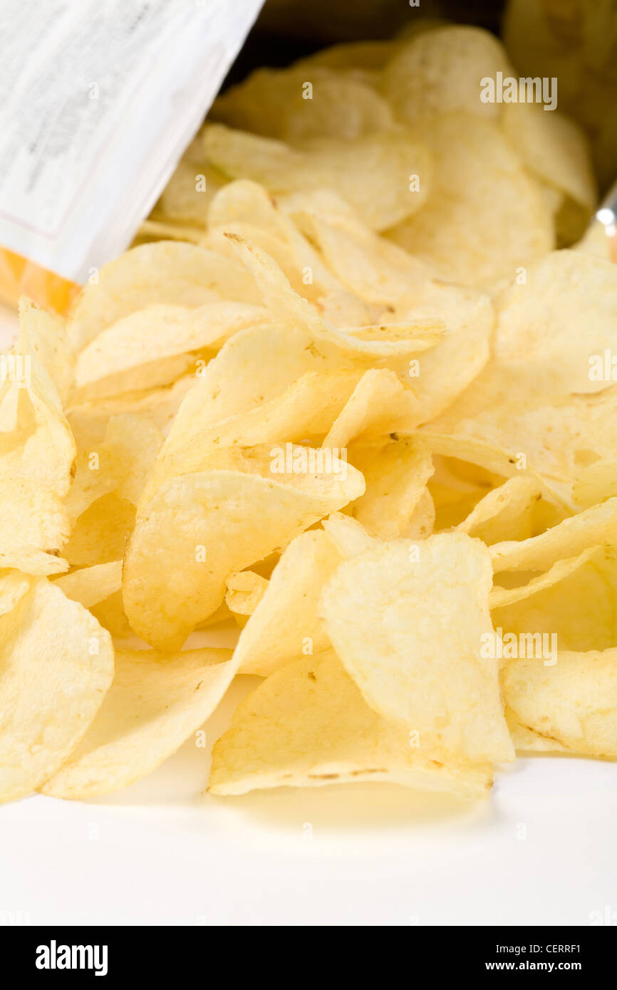 Potato Chips close up shot Stock Photo - Alamy