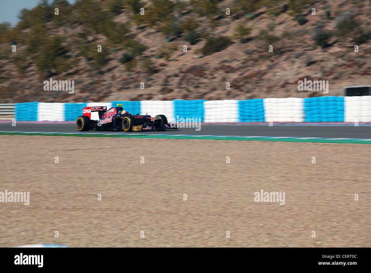 Sebastian Vettel driving the Red Bull F1 racing car during track ...