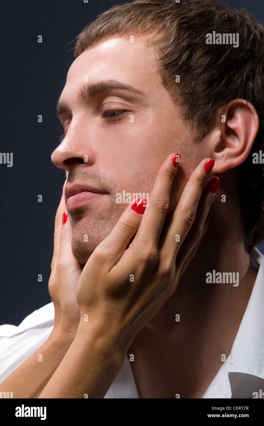 The men in the studio on an isolated background Stock Photo - Alamy