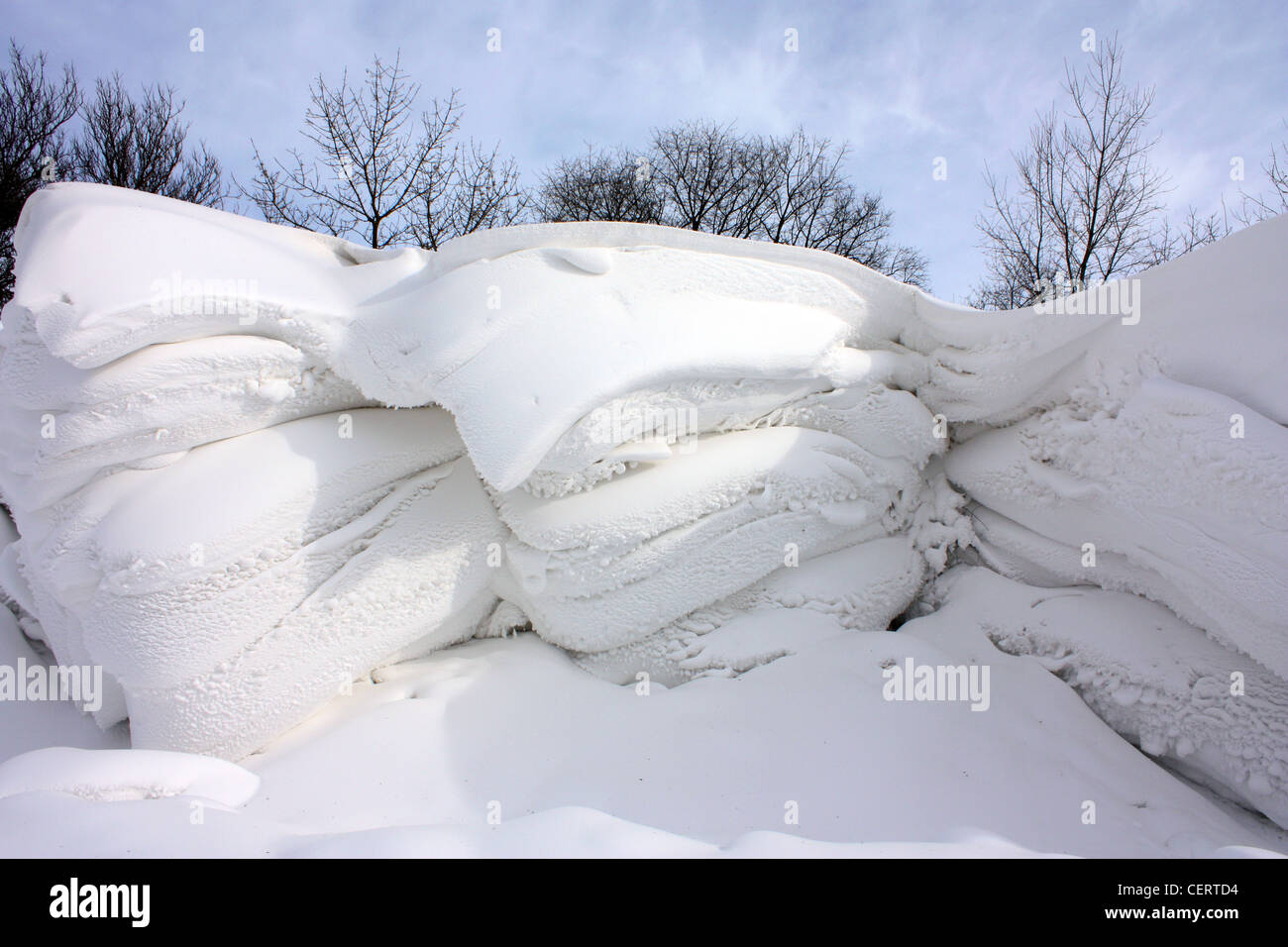 layers of snow brought in by the wind Stock Photo - Alamy