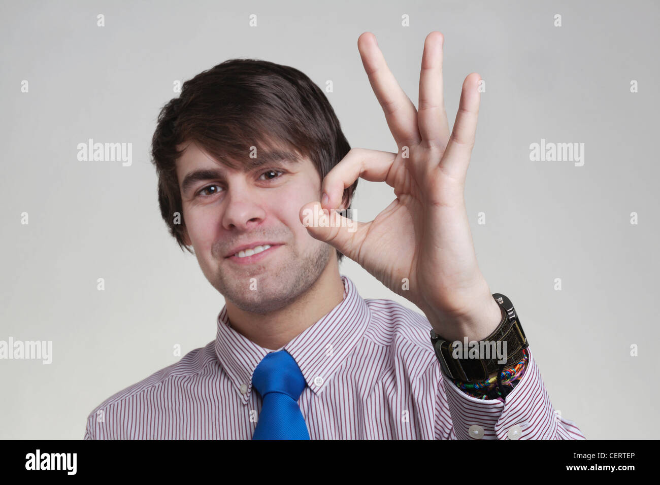 Casual handsome looking for a business friendly adult sign hi-res stock ...