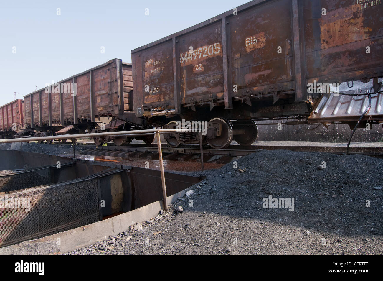 car transport train on the rails of the railway Stock Photo - Alamy