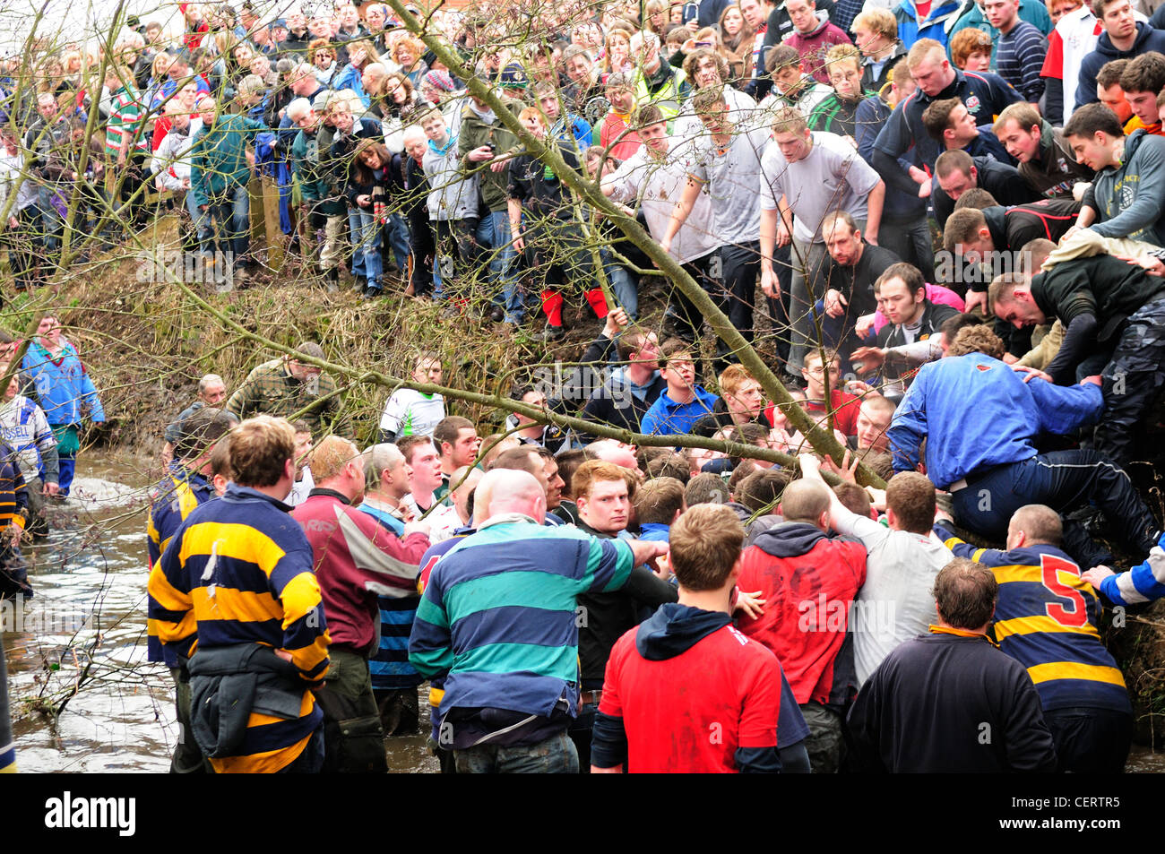 The Royal Ashbourne Shrovetide Football Match 2012 Derbyshire England ...