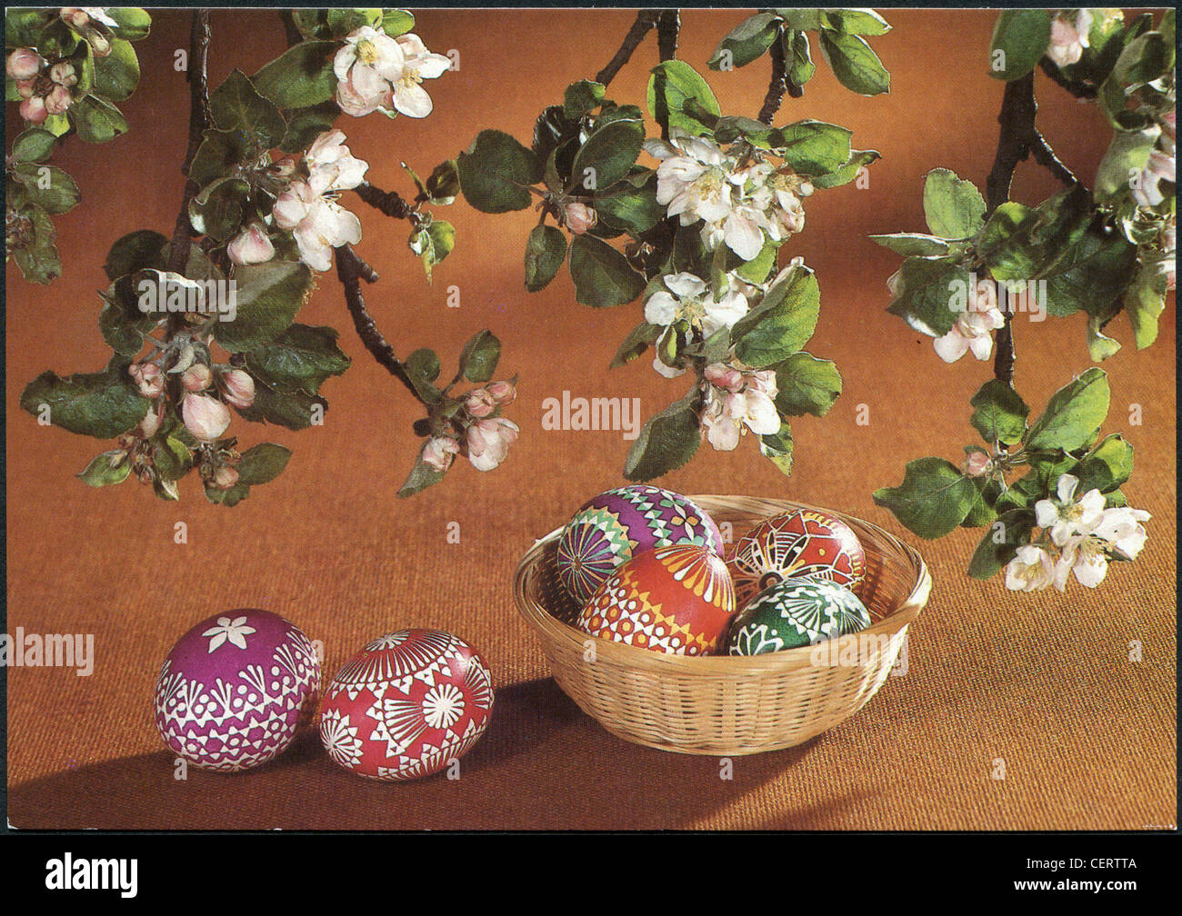 DDR - CIRCA 1970: Reproduction of an old postcard, easter postcard ...