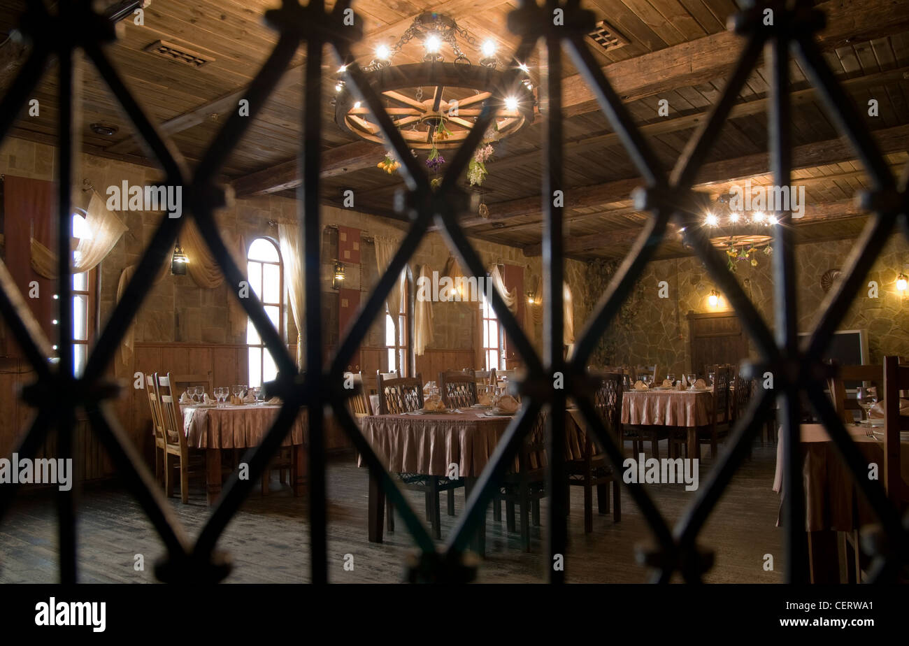 interior of the restaurant through the front door trim Stock Photo - Alamy