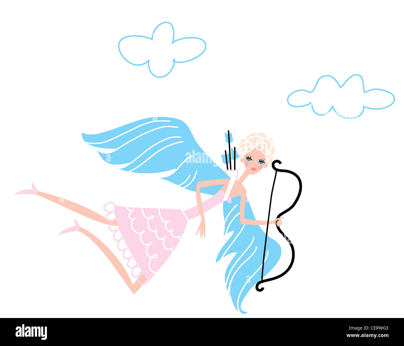 Illustrated horoscopesSagittarius Female angel with bow and arrows ...