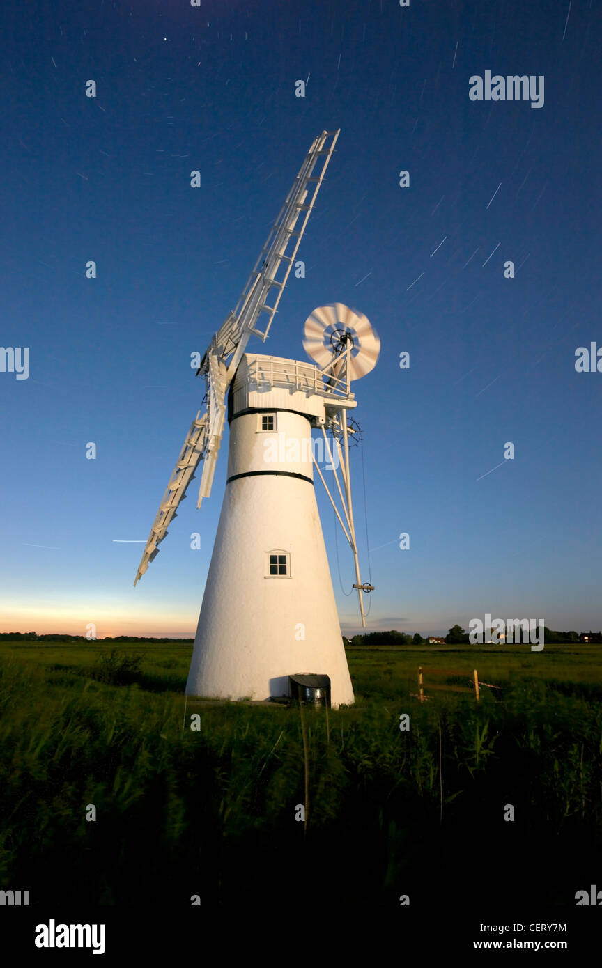 Thurne Windmill at night with star trails Stock Photo - Alamy