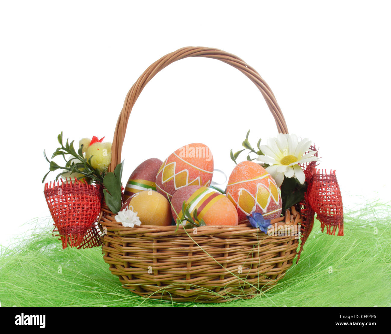 Easter eggs in basket on green Grass Stock Photo - Alamy